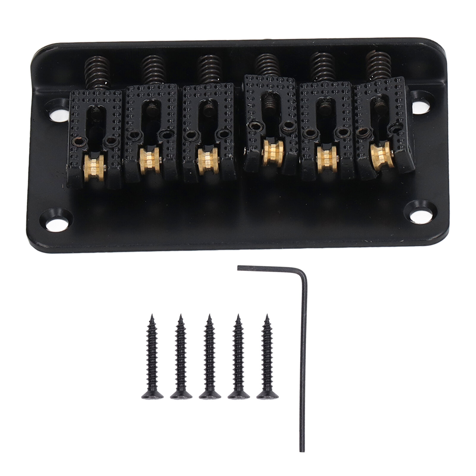 Запасной бридж Hardtail Saddle Bridge для 6-струнной электрогитары, 78 мм, из цинкового сплава и меди, черный.