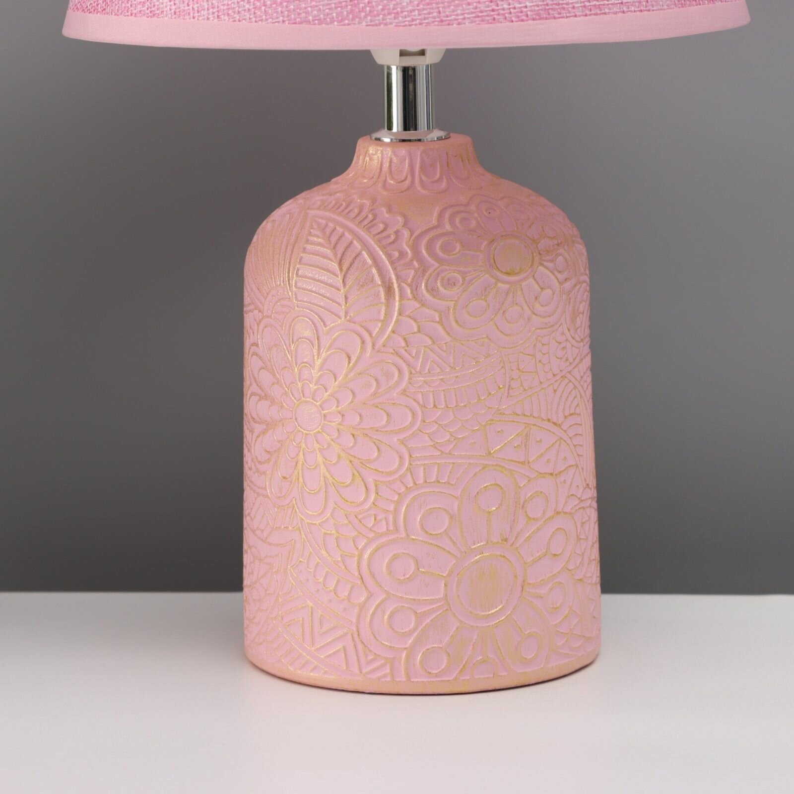 Лампа настольная "Цветочное поле" 1х40Вт Е14 розовый 20х20х34см