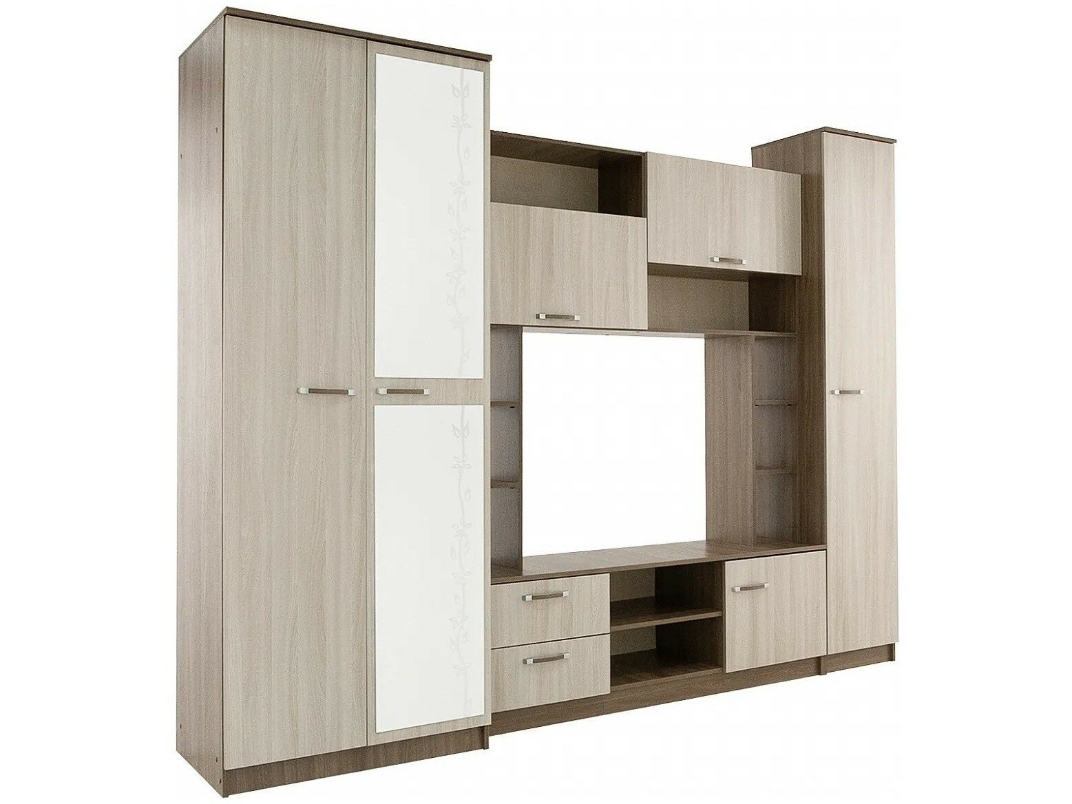 Гостиная-комплект, в современном стиле, из ЛДСП, (Ясень шимо темный / светлый)