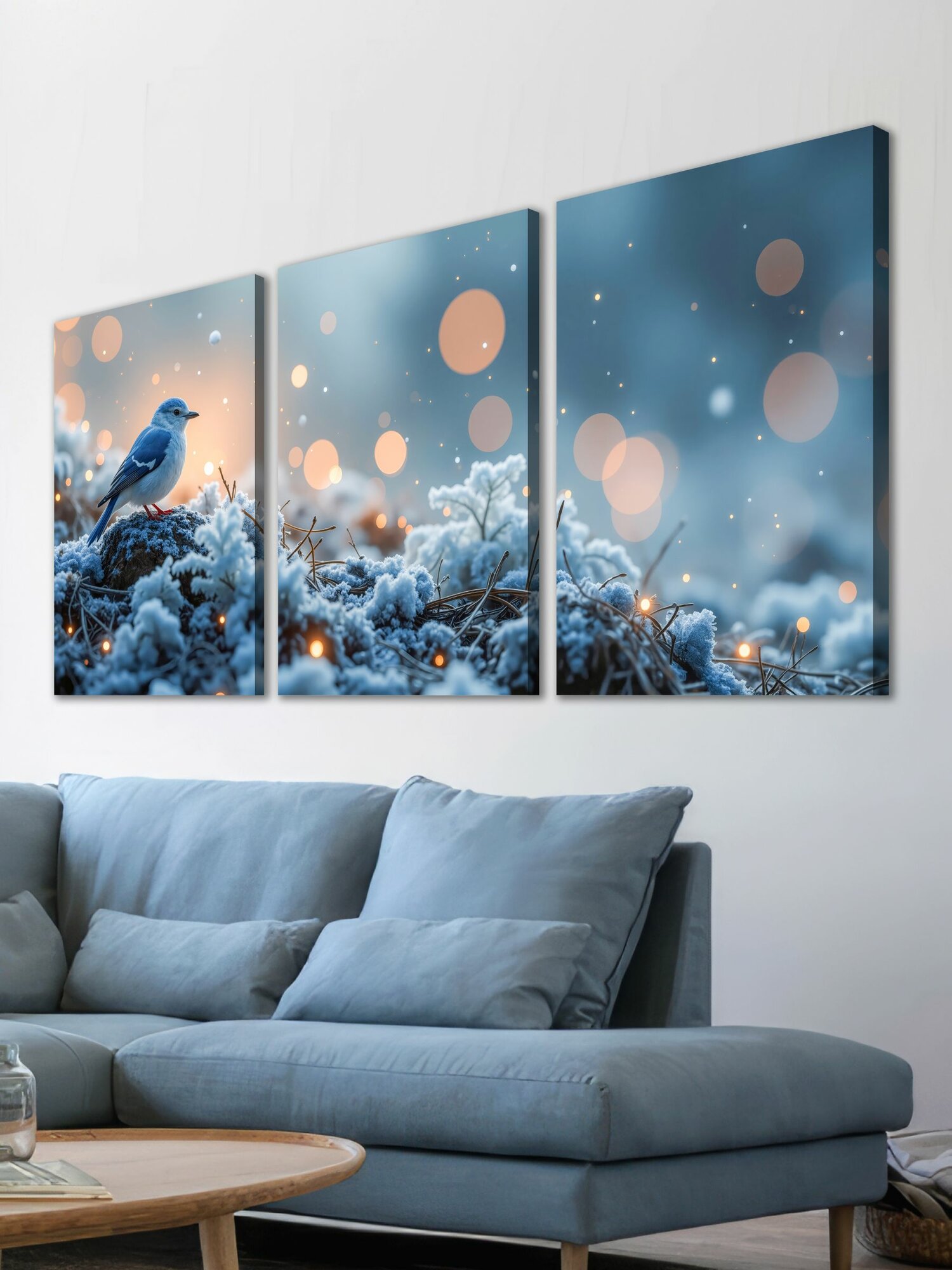Картина на стену модульная "Голубая сойка", 150 см х 70 см