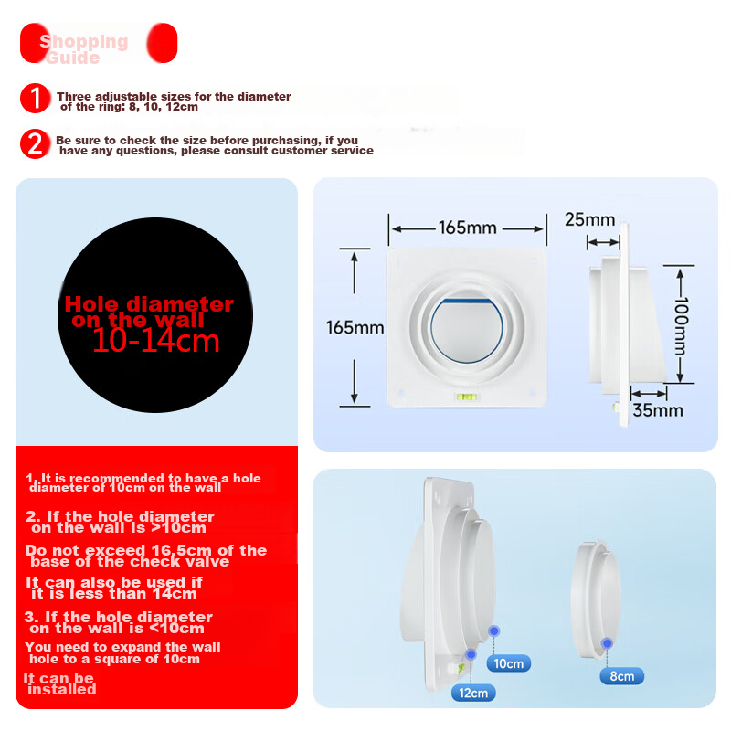 Submarine A100 Bathroom Exhaust Fan Check Valve Air Duct Check Valve Bath Heater Ventilation Fan Check Valve 8-12CM Available