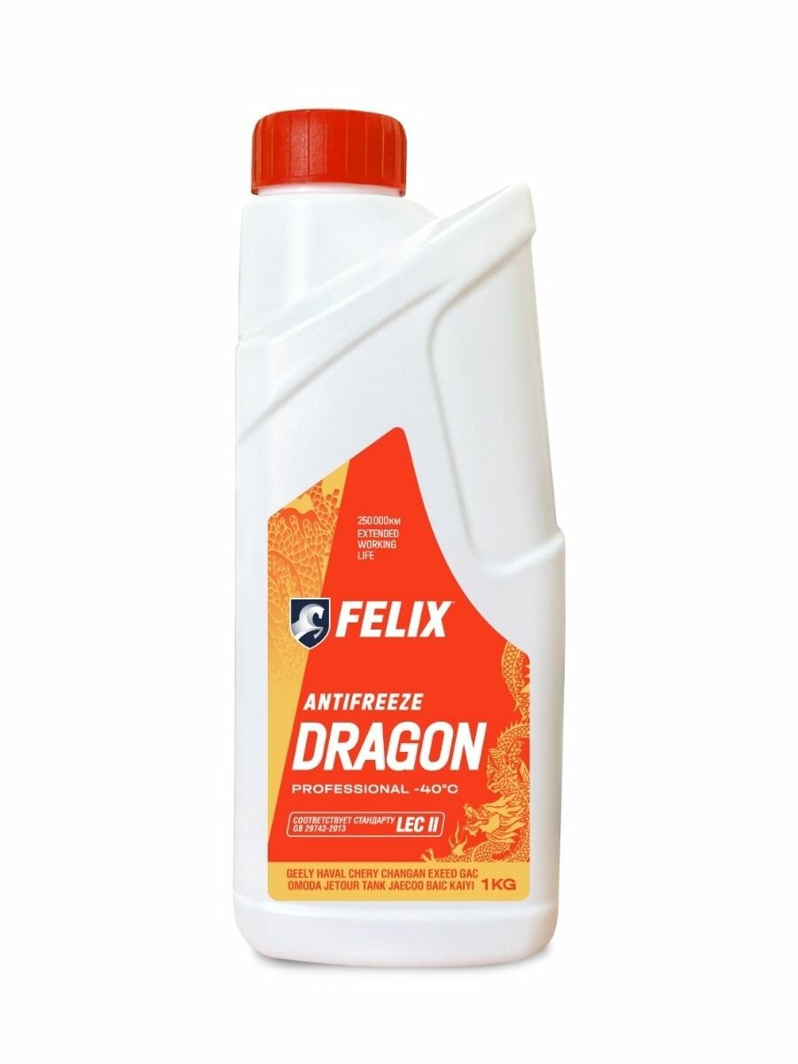 Антифриз готовый карбоксилатный Dragon красный G12+ 1л, FELIX 430206404