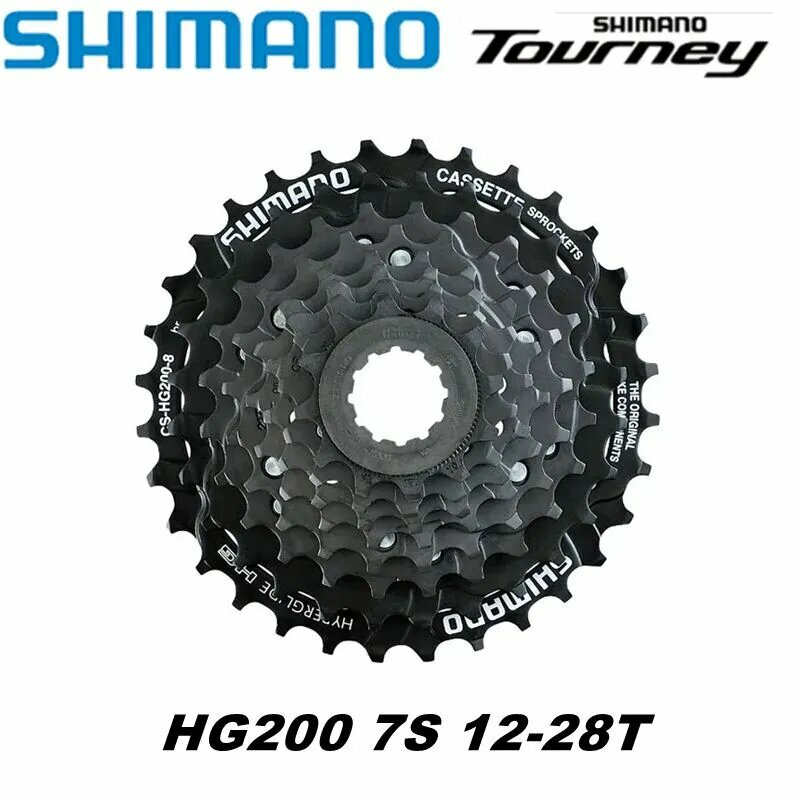 Кассета Shimano TOURNEY CS-HG200,12-28T,7 скоростей, Велосипед Маховик, Чёрный