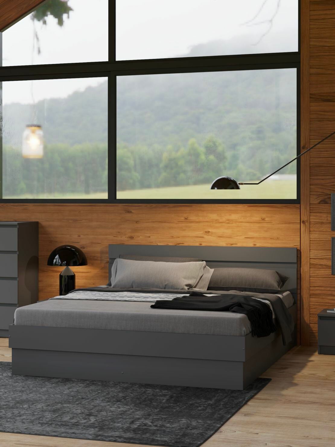 Комплект мебели для спальни Челси (композиция 9) Графит