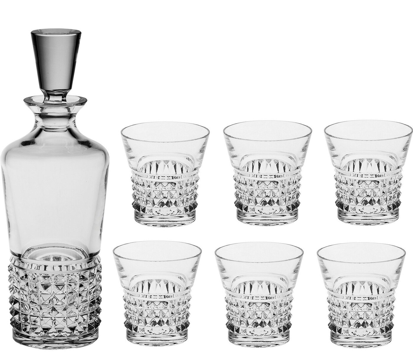 Набор для виски "TRINITY": штоф 700 мл + 6 стаканов 320 мл, хрусталь, Crystal Bohemia/ БПХ1000