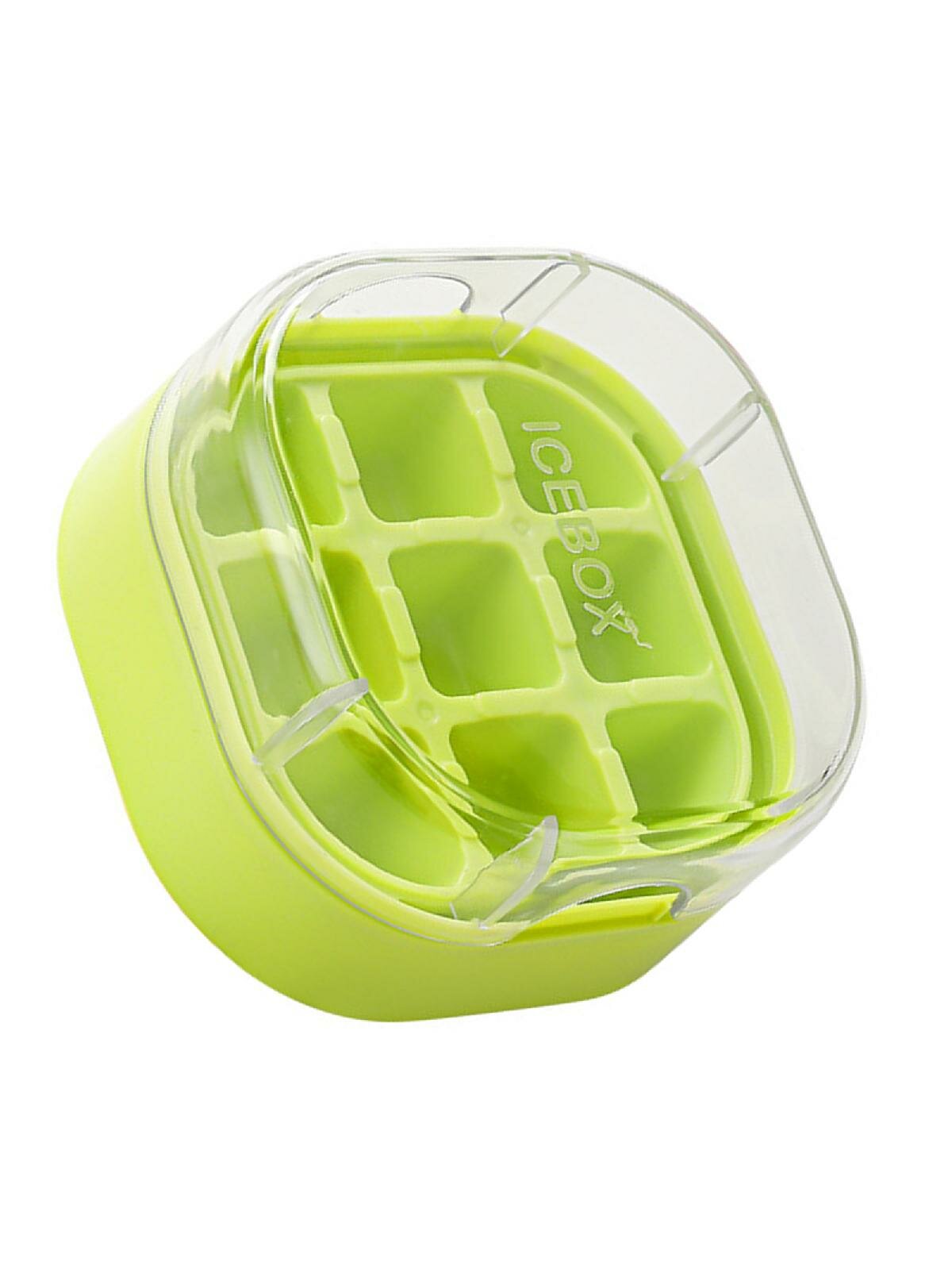 Силиконовый лоток для льда с 9 отделениями и герметичной крышкой. Легко разбираемый льдогенератор. Бытовой кухонный инструмент.