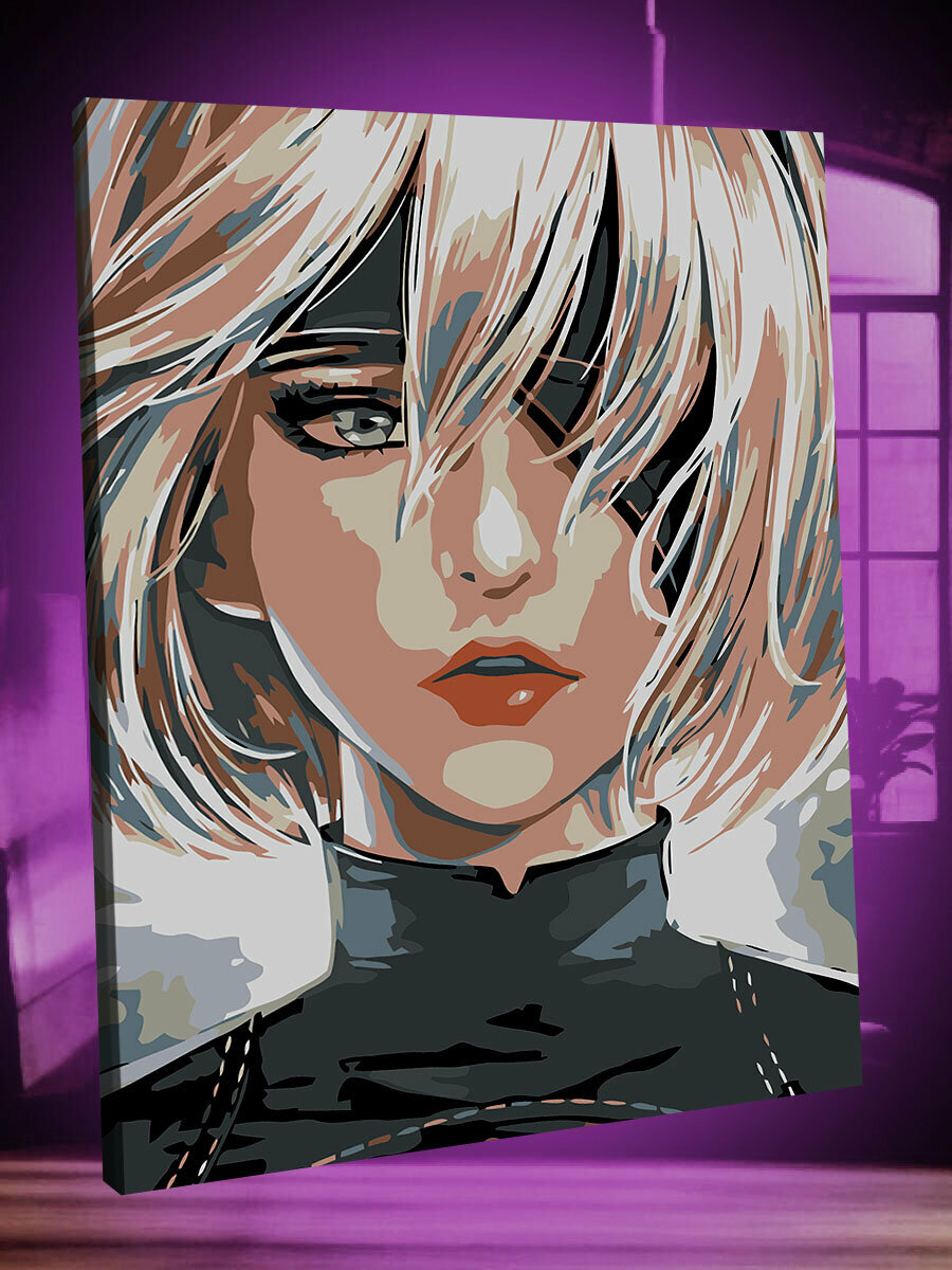 Картина по номерам Девушка Аниме Арт / Girl anime Art холст на подрамнике