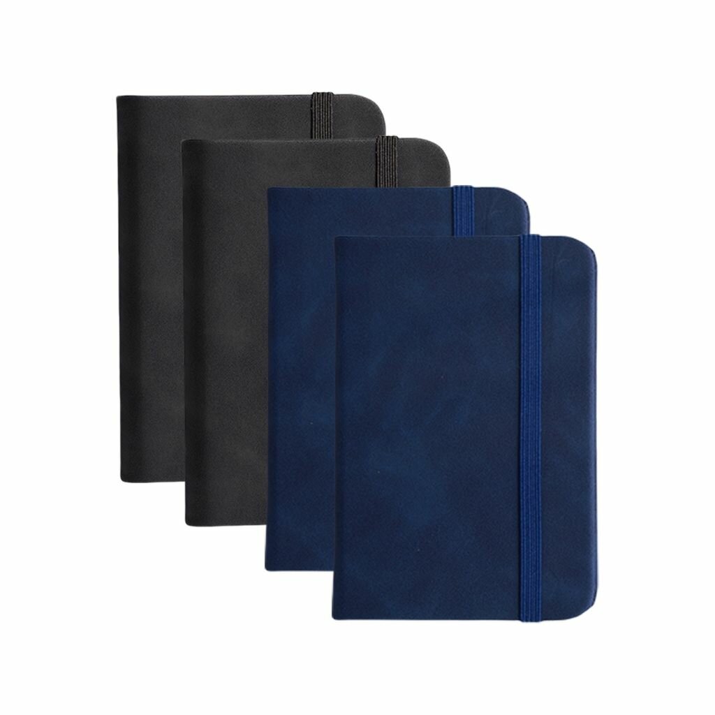 Записная книжка,4 блокнота (2 черных и 2 синих) формата A7, маленький ластик, блокнот на молнии, 1 набор