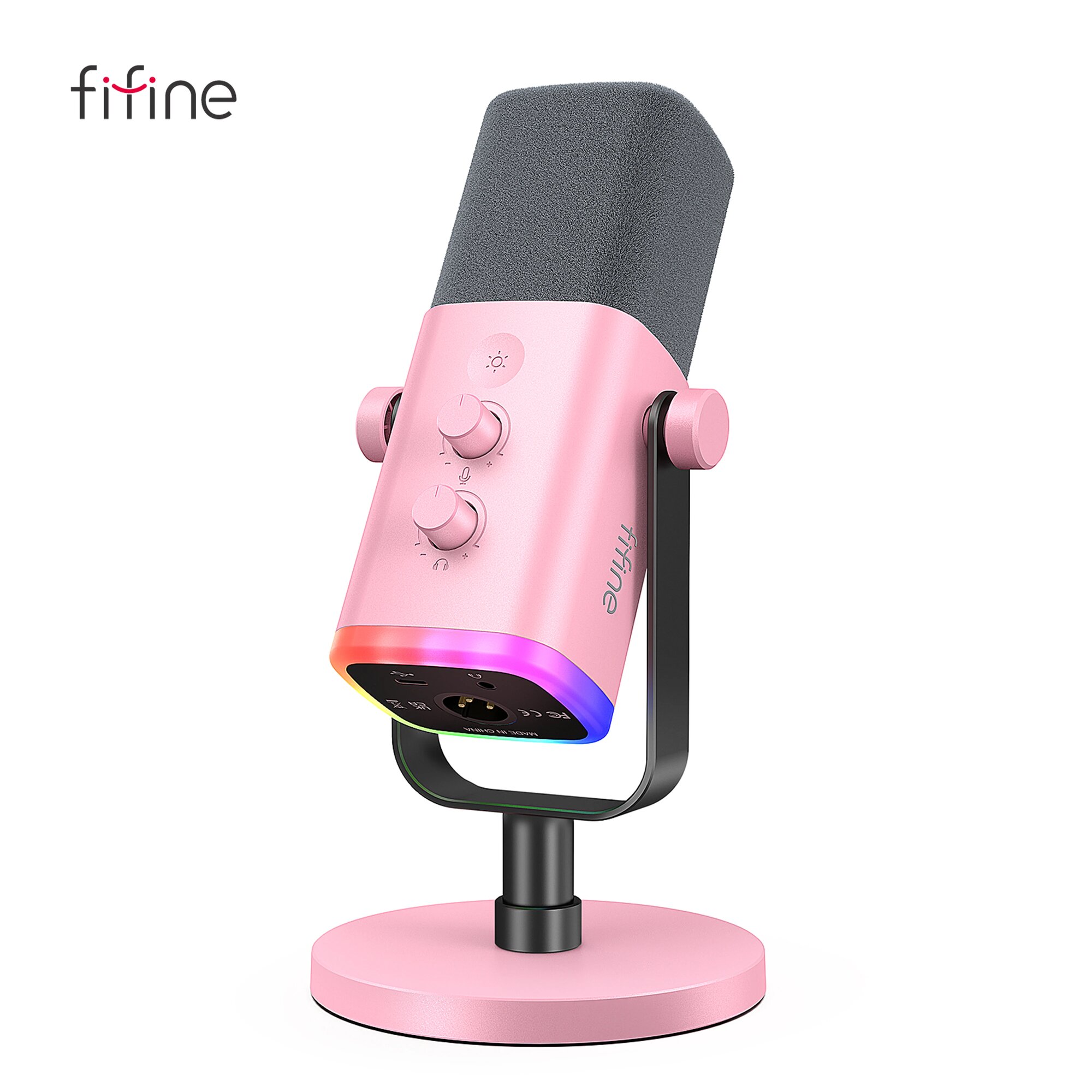 FIFINE AM8P Белый USB/XLR микрофон с RGB подсветкой