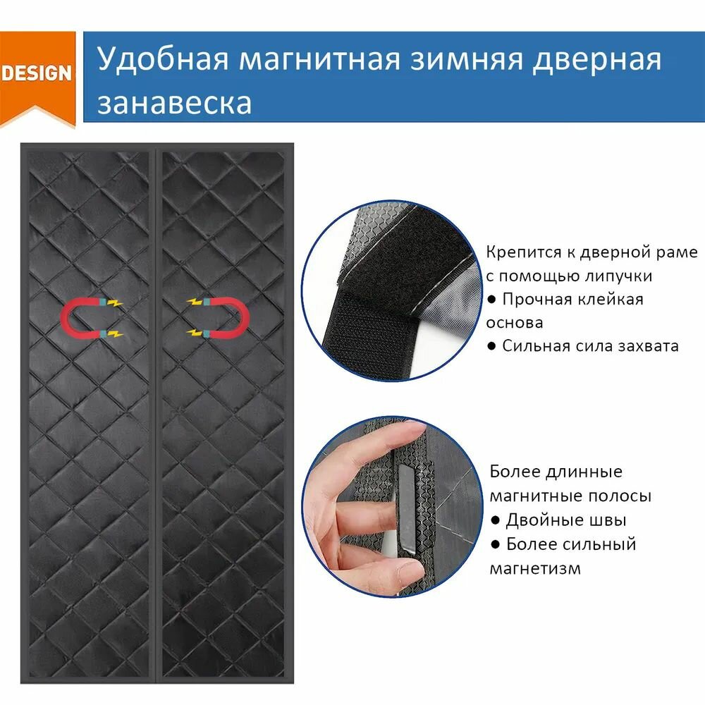 Fresh Blossom Занавеска на дверь, черное плотная шторка для двери, 230х120см