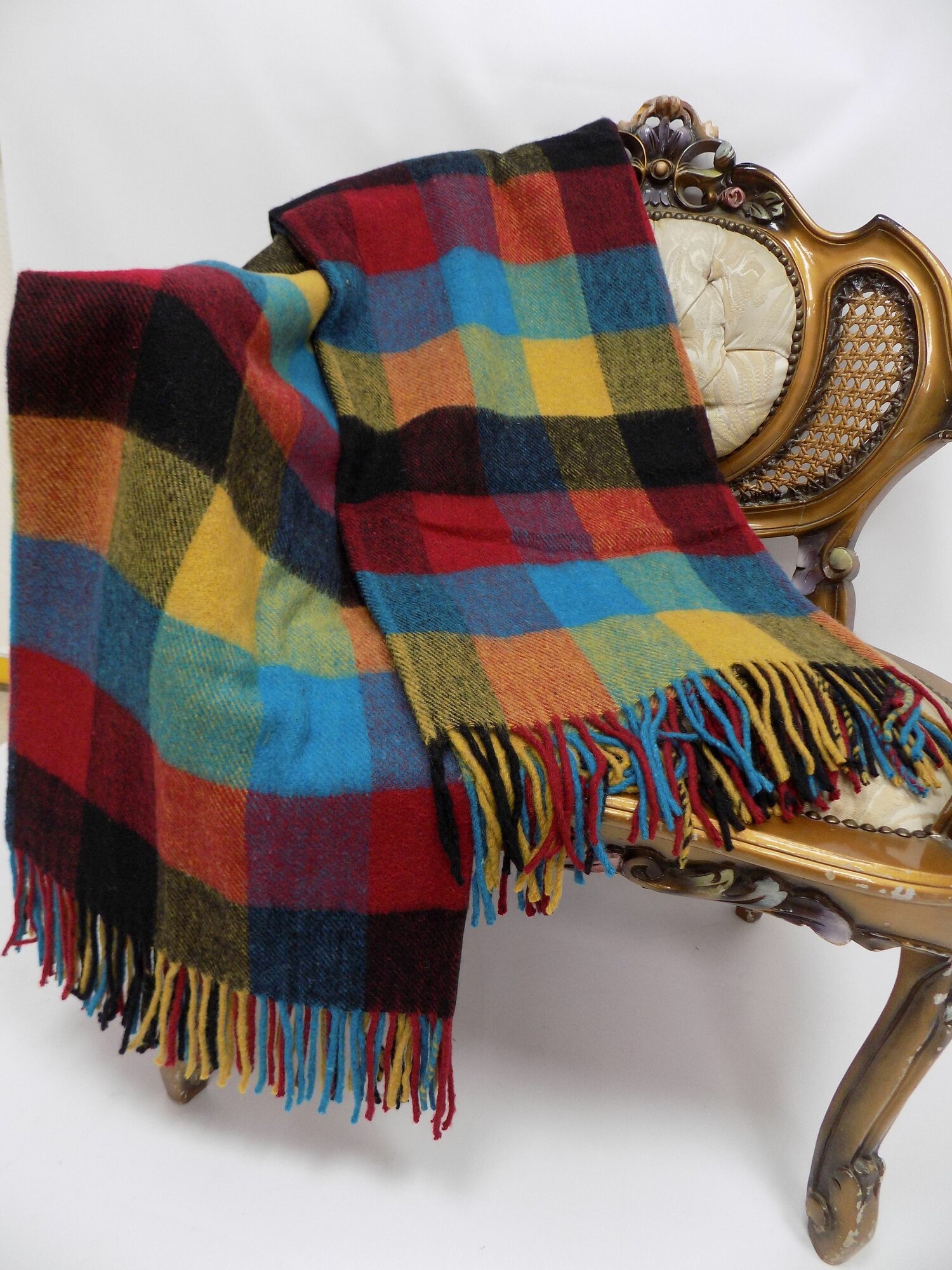 Индийский плед в клетку Айкеа 150х200см, 70% шерсть мериноса