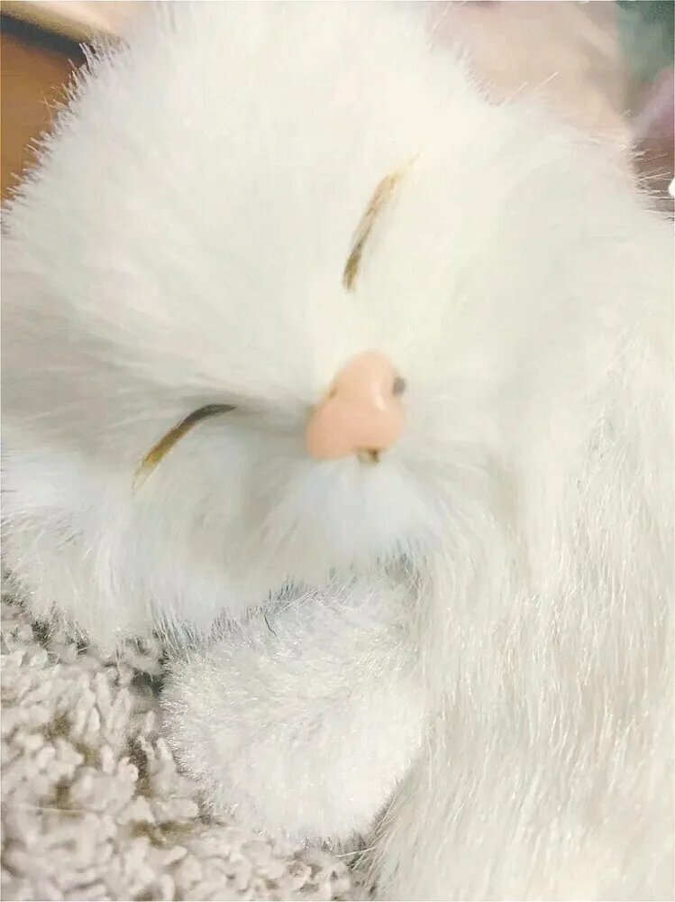 Мягкая игрушка спящий кот со звуком / Фигурка Спящий котенок на коврике со звуком "Мяу" / Милый котик