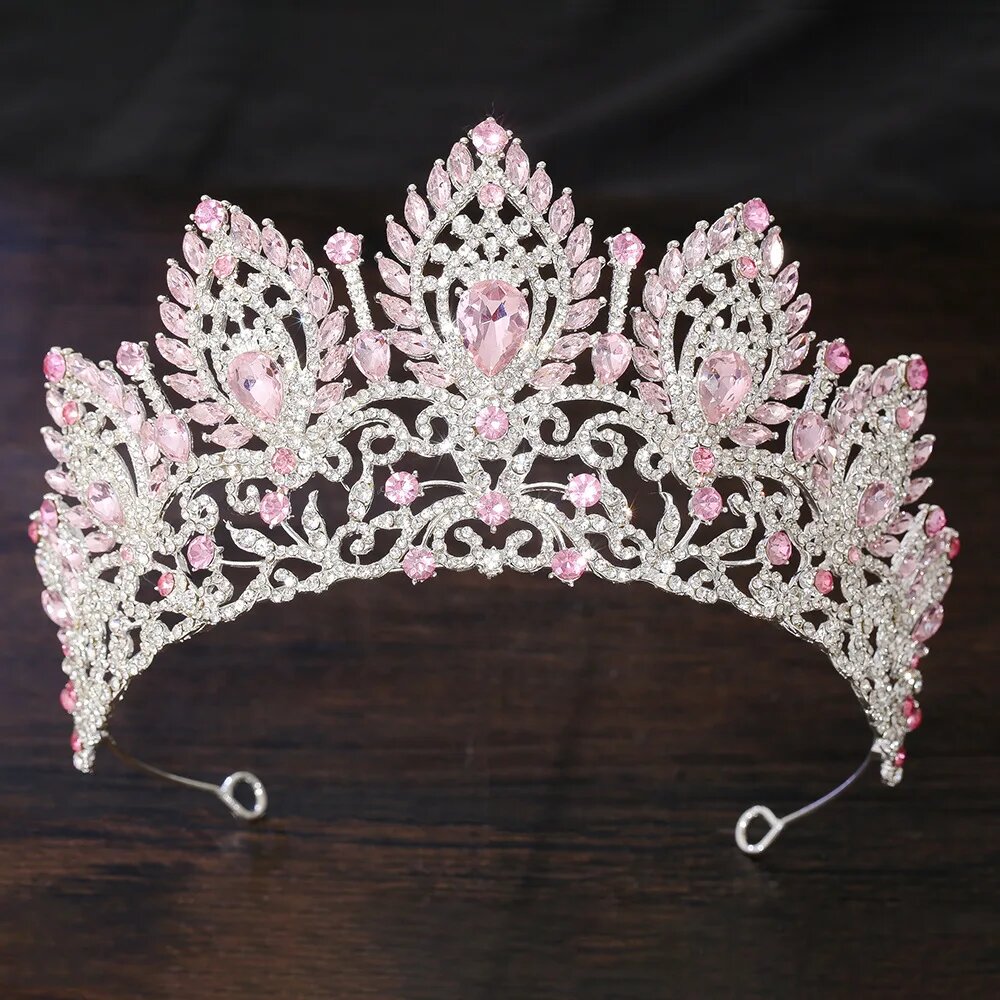 Розовые хрустальные диадемы George Black Розовый, Silver Pink