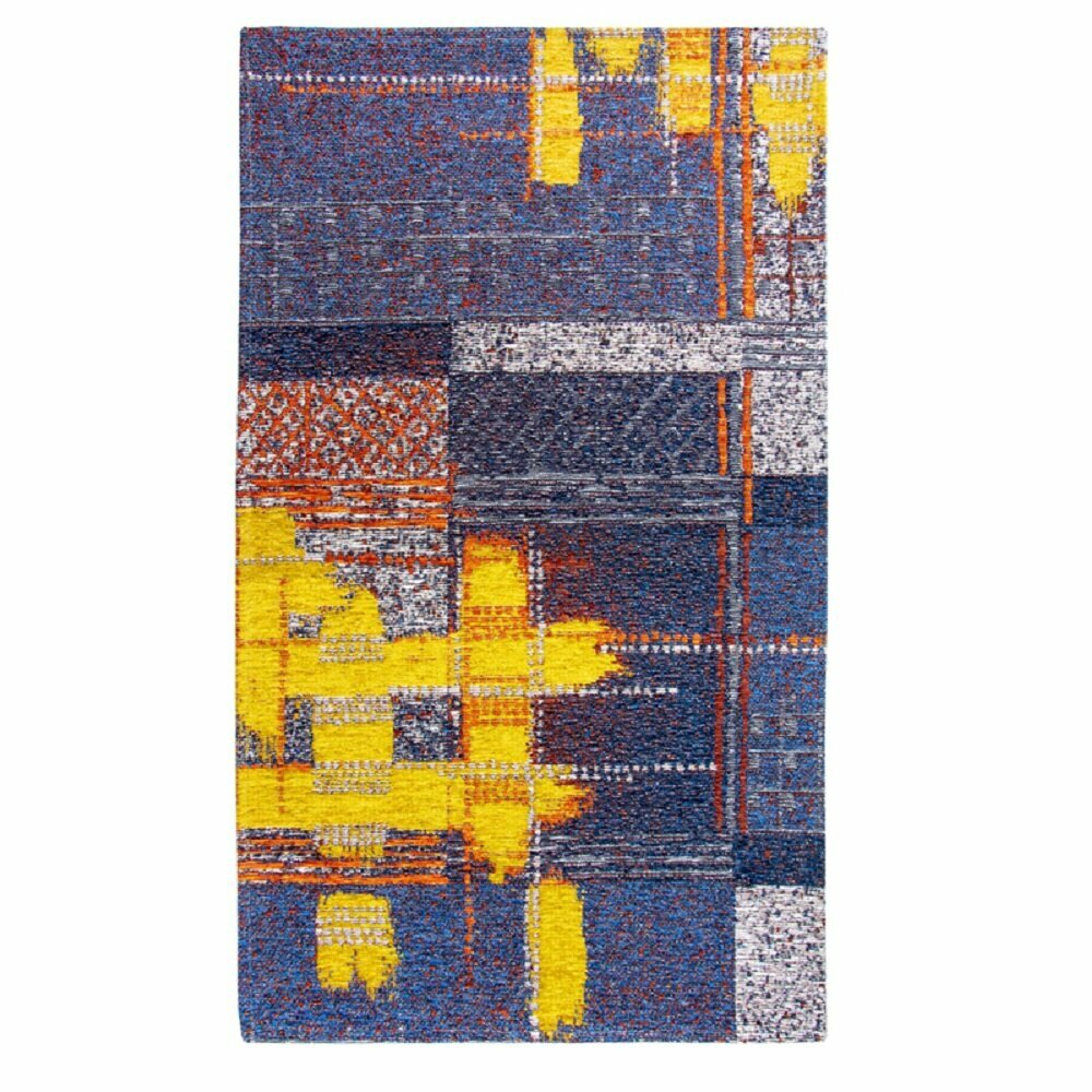 Ковер Cleopatra "Прато", безворсовый, прямоугольный, 75x165 см, желтый, синий