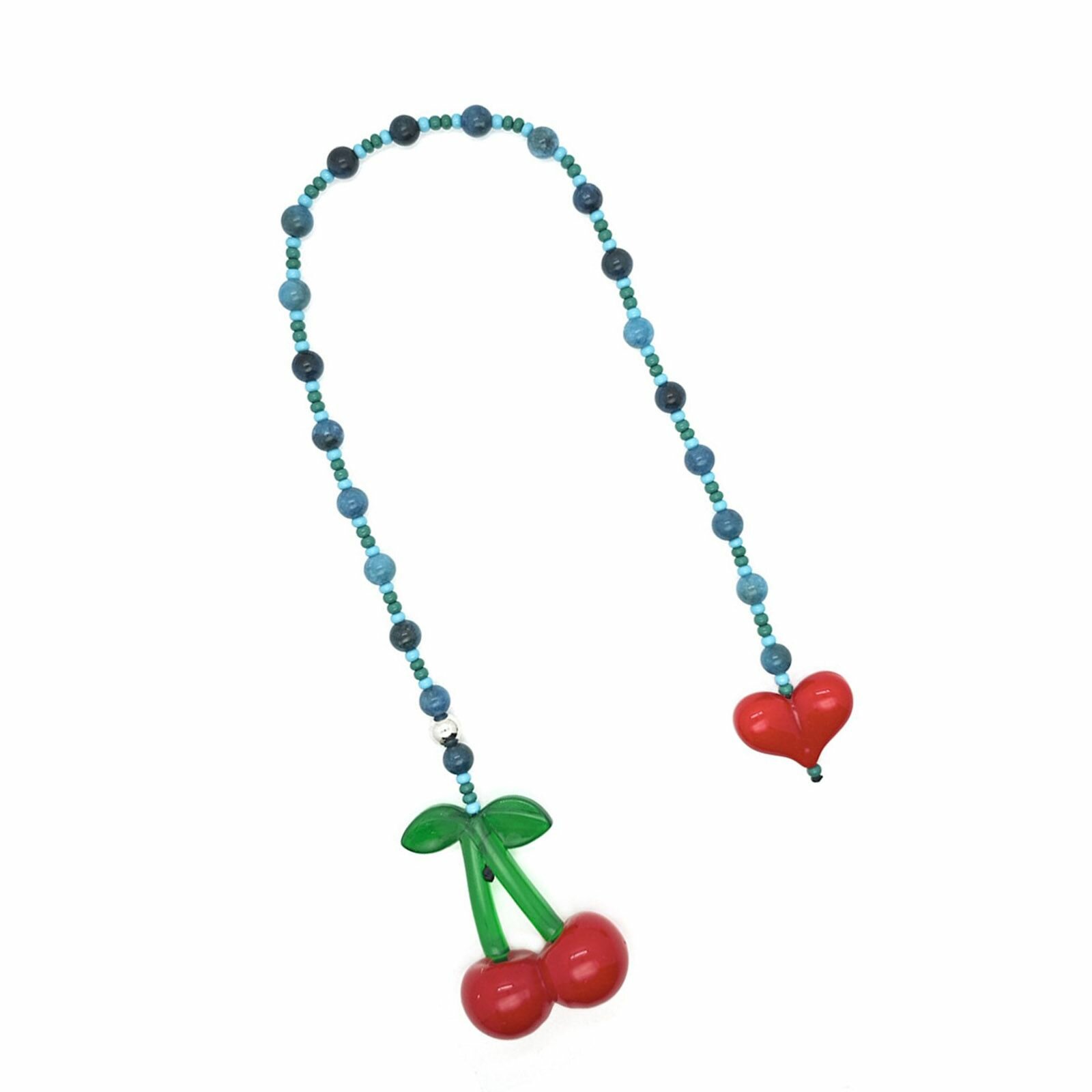 Симпатичный брелок с вишневым сердечком украшенный бисером Легкое украшение продуманный Подарок