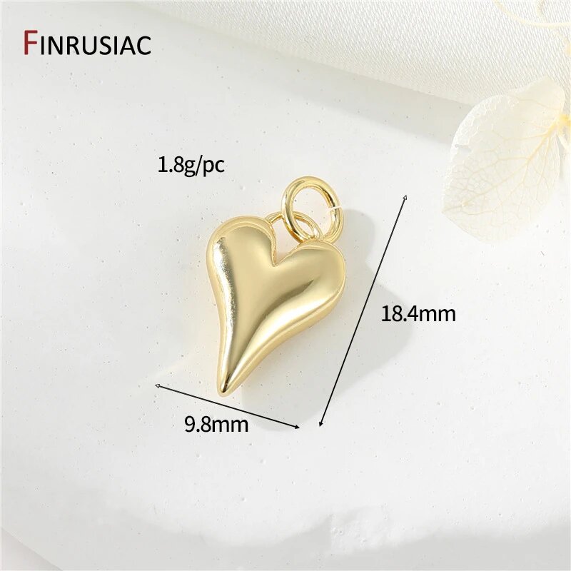 Сердца из латуни 14K gold plated, 9.8x18.4 мм, 3 шт