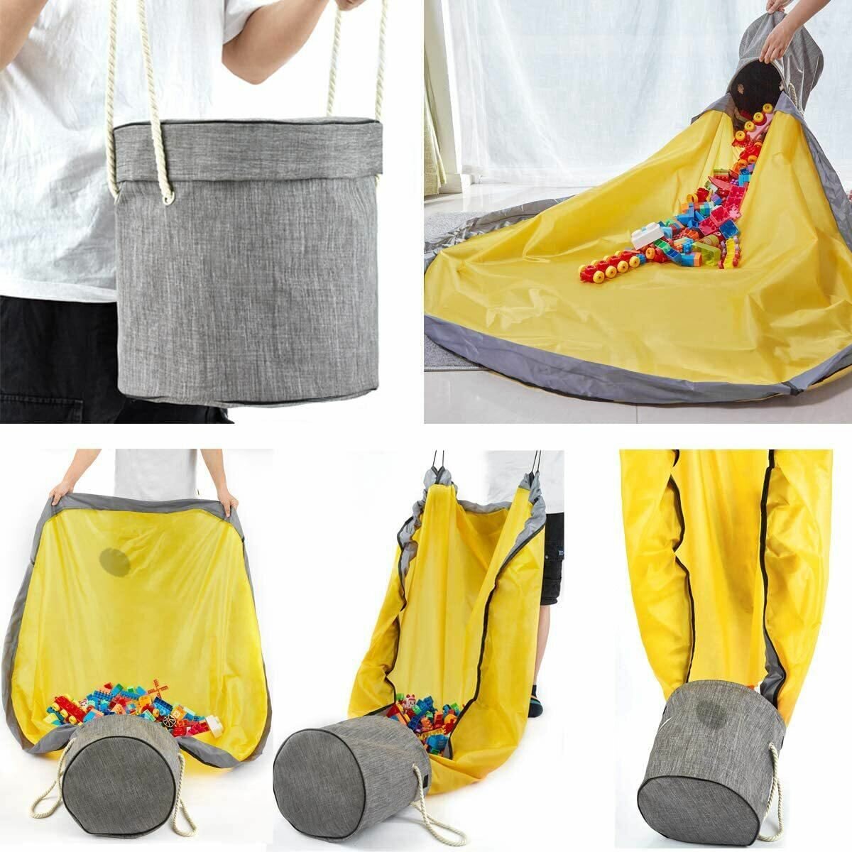 Органайзер для игрушек и конструктора Лего удобная корзина с игровым ковриком, 2 в 1