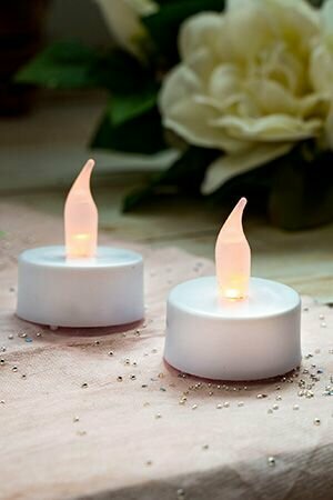 Свечи чайные эмми, мерцающие, белые, 3.8х4.8 см, таймер, батарейки, набор 2 шт, Koopman International MC5999900