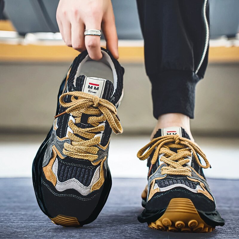 MOOCIE Интернет-знаменитости, хит продаж, осенняя спортивная мужская обувь 2025 года, новые повседневные спортивные туфли на толстой подошве, увеличивающие рост, черные модные туфли для папы