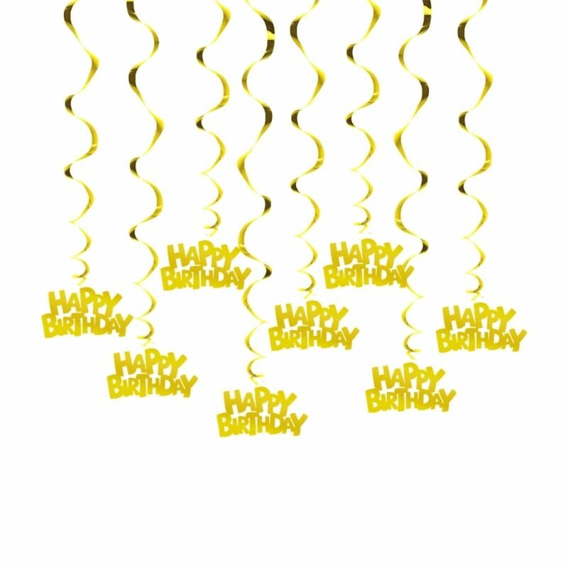 Спиральный Кулон "С Днем Рождения"-Золотой