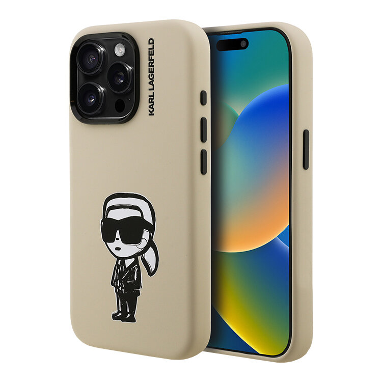 Karl Lagerfeld силиконовый чехол MagSafe для iPhone 15 Pro Max, Sketch Karl Ikonik, коричневый