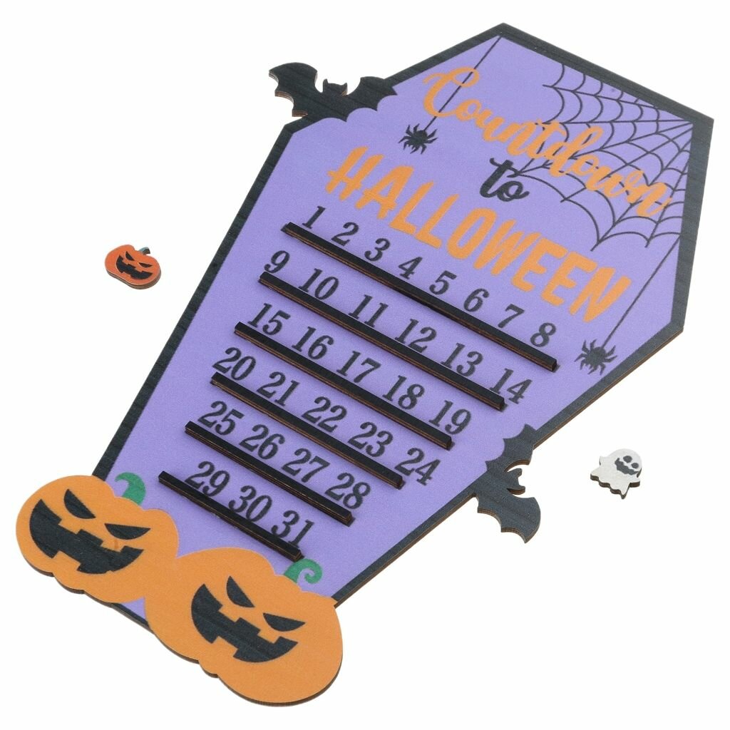 Деревянный календарь обратного отсчета на Хэллоуин, - Календарь Хэллоуина B