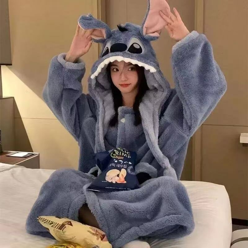 Милая пушистая пижама Hello Kitty Sanrio с милым бантом осень-зима Милая Длинная женская пижама аниме плюшевая парная домашняя одежда, M--160-168CM, Розовый, Унисекс