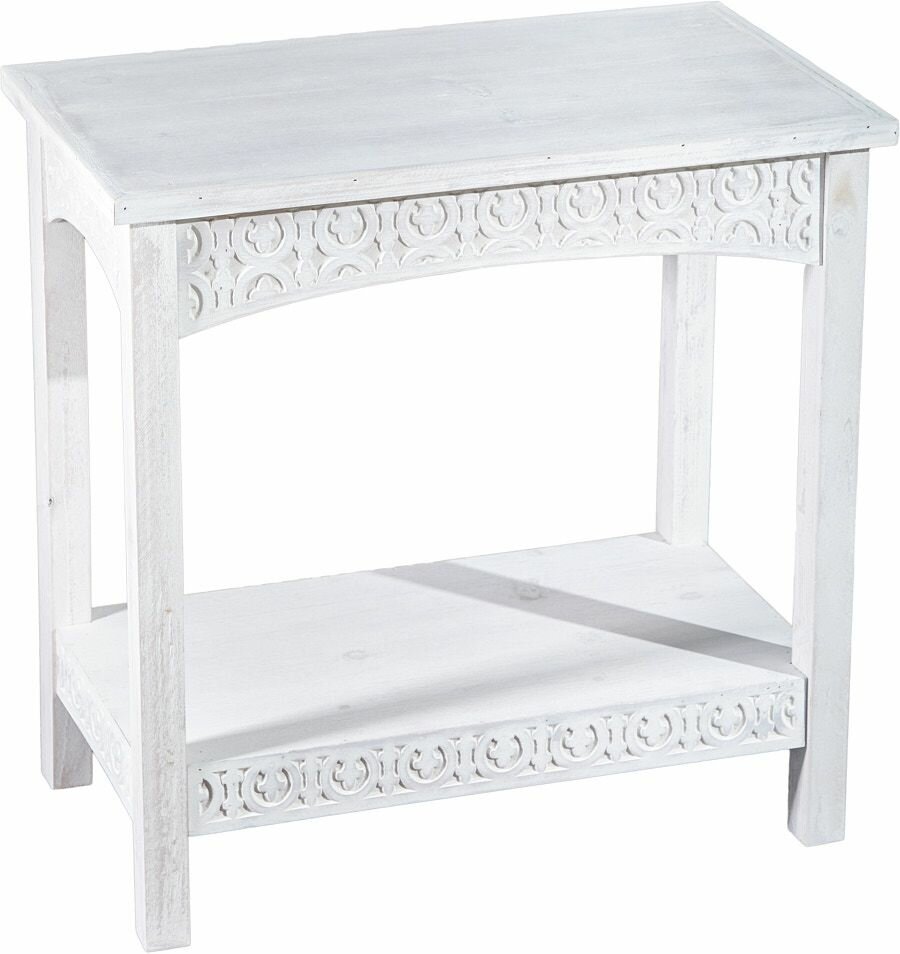 Прикроватная тумба Glasar 62-107, МДФ, дерево, прованс, белая, 61x35x61 см