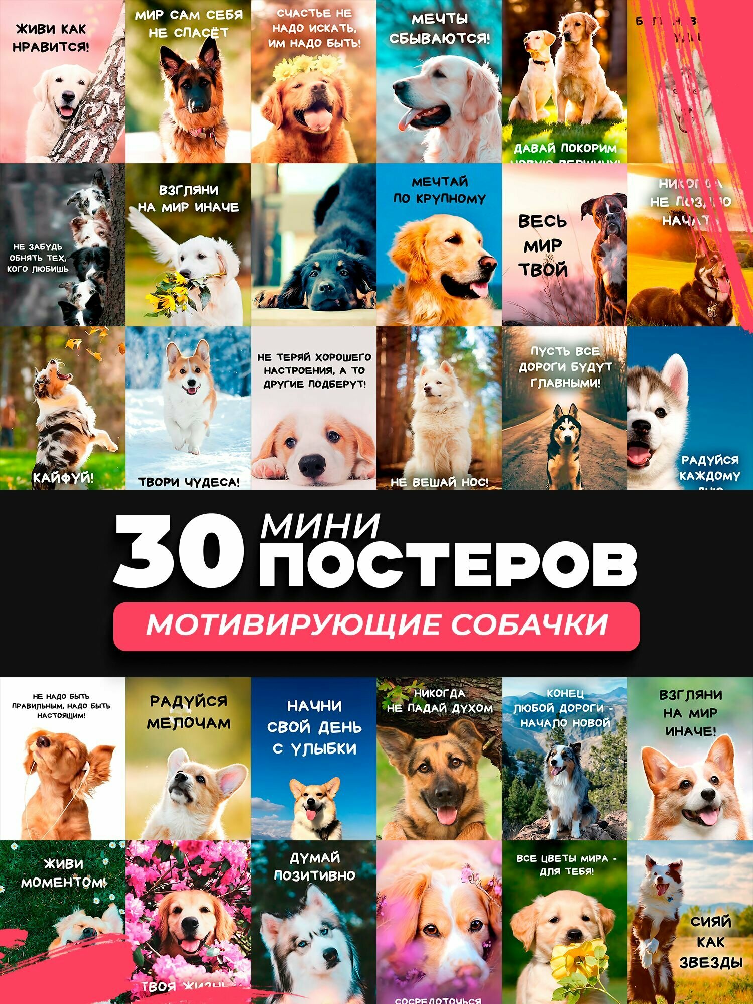 Мини постеры мотивирующие собачки