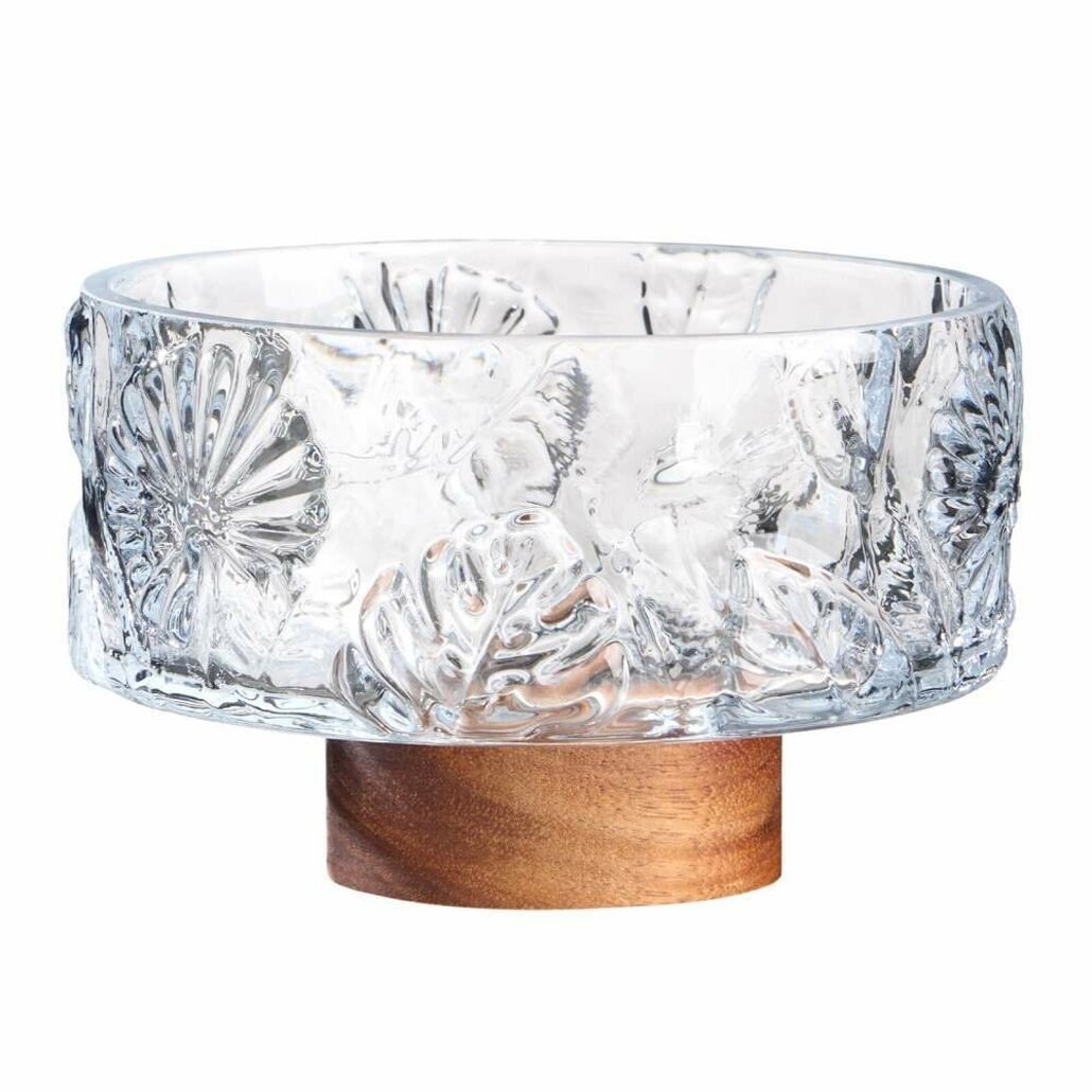 Конфетница «Flora» 650 мл, 14 × 9 см, прозрачное стекло, стильный рельефный дизайн, подарочная коробка