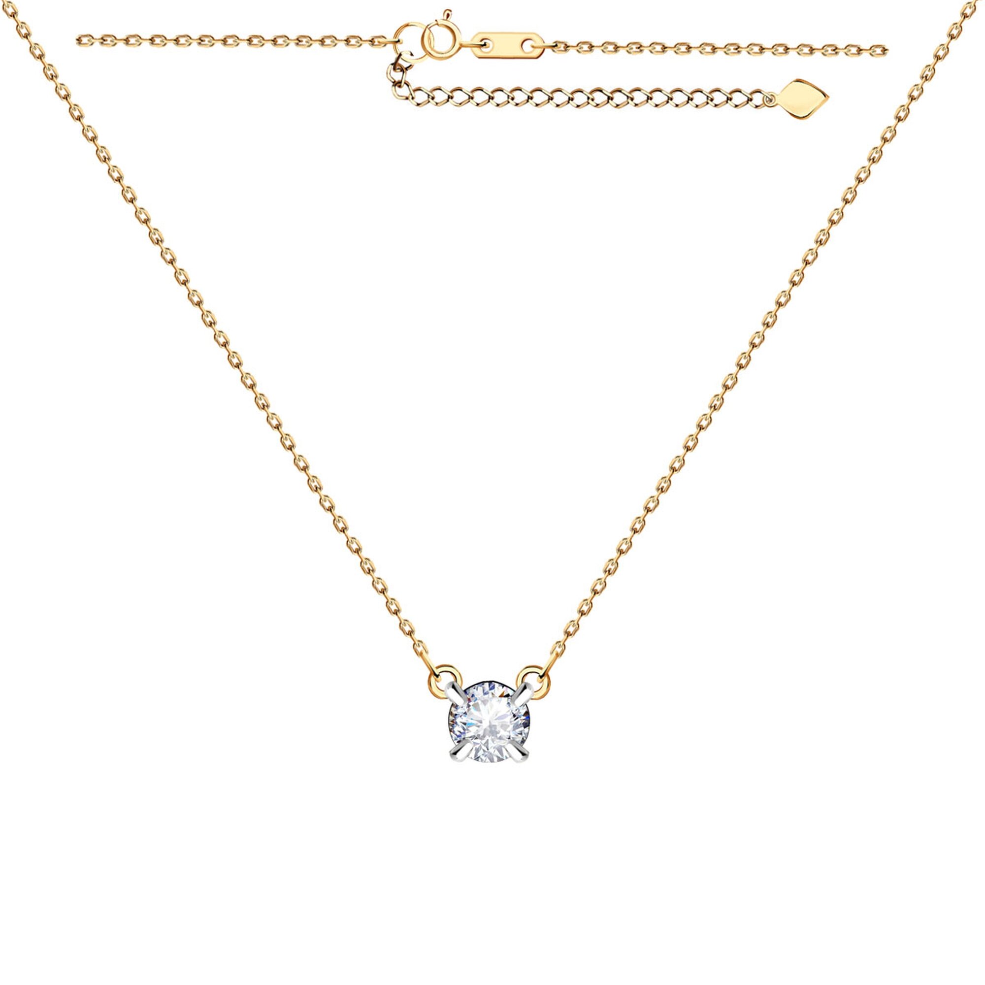 Колье Diamant online, красное золото, 585 проба, фианит