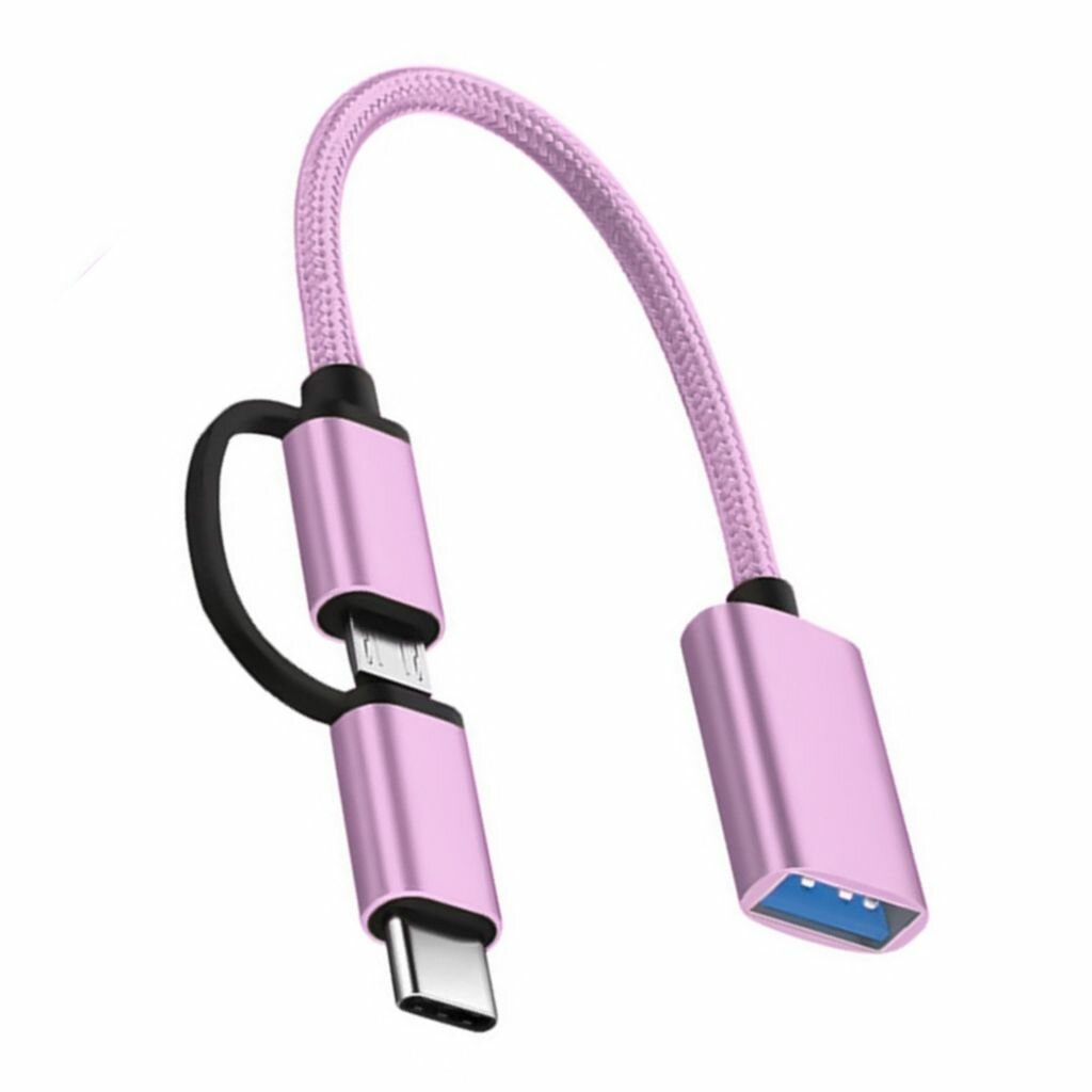 Кабель-адаптер Android Micro / TypeC для USB2.0 два в одном OTG-адаптере розового золота