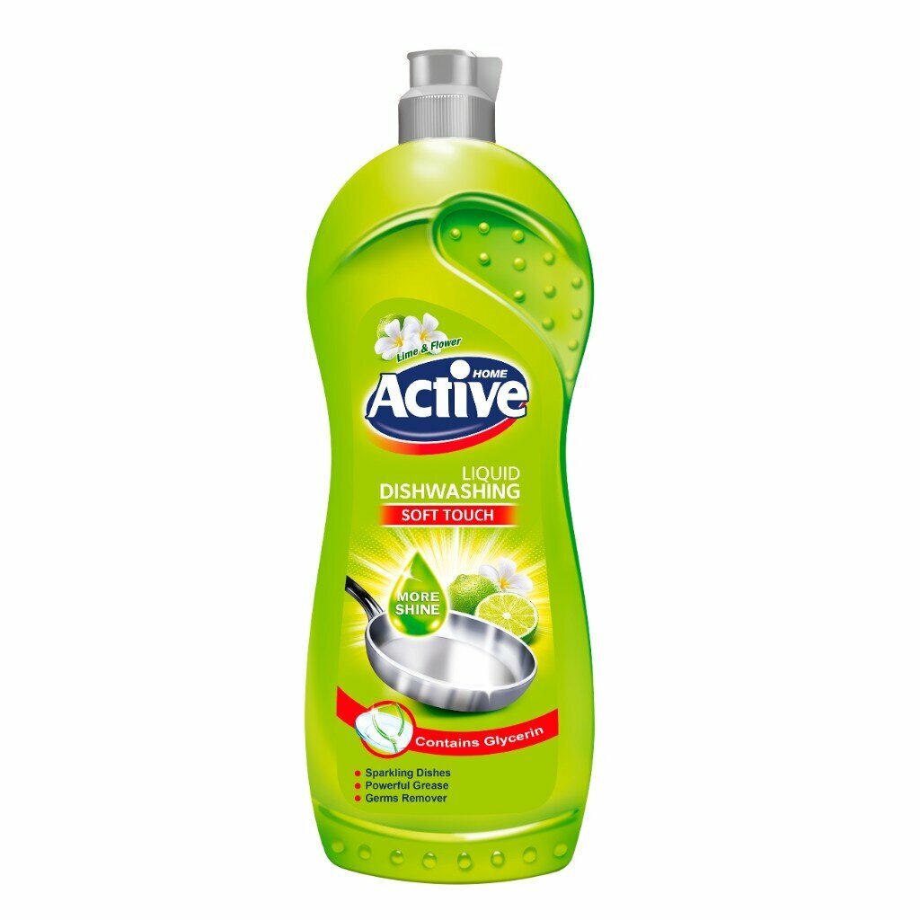 Средство для мытья посуды Active Лайм и цветы, гель, 750 мл, антисептическое, удаляет запахи