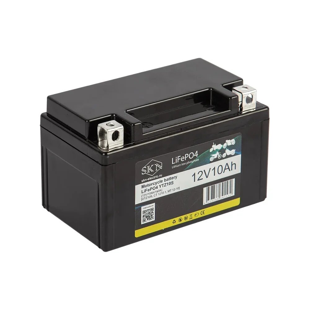 Аккумулятор SKN LiFePO4 YTZ10S (12V/10Ah/190A) прямая полярность, болтовые клеммы, стартерная батарея
