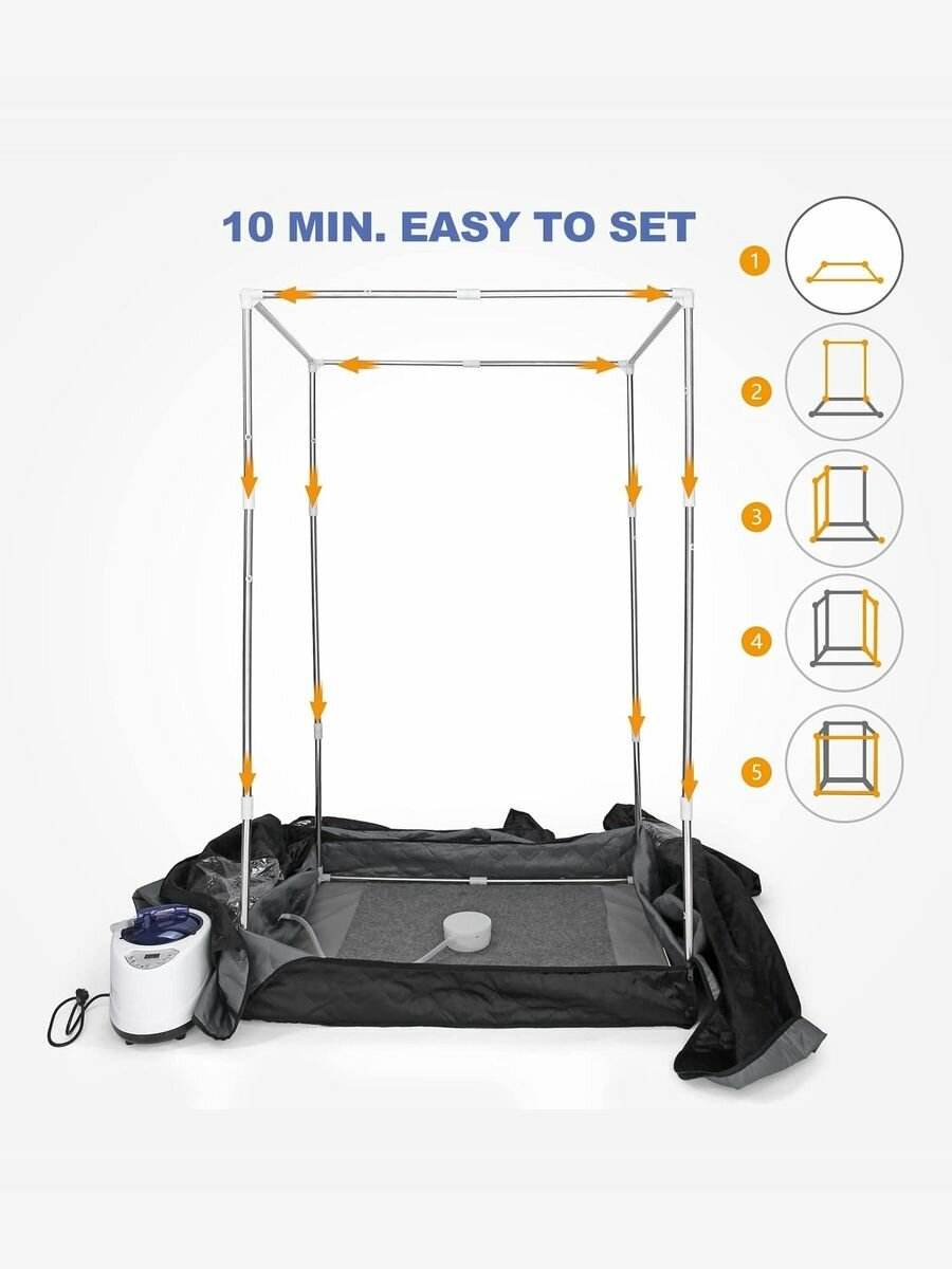 Портативная сауна для дома и тела с парогенератором Личная СПА Домашняя инфракрасная сауна Для похудения и детокса Складная кабина (Характеристика, например: С капюшоном и пультом)