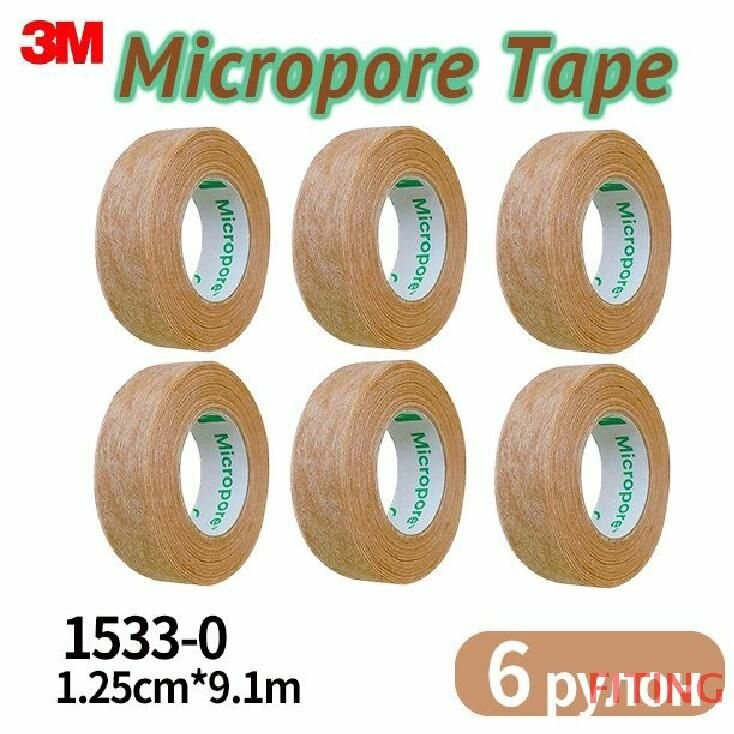 3M 1533 Micropore Tape, наращивание ресниц, 1,25 см * 9,1 м, 6 рулонов в упаковке