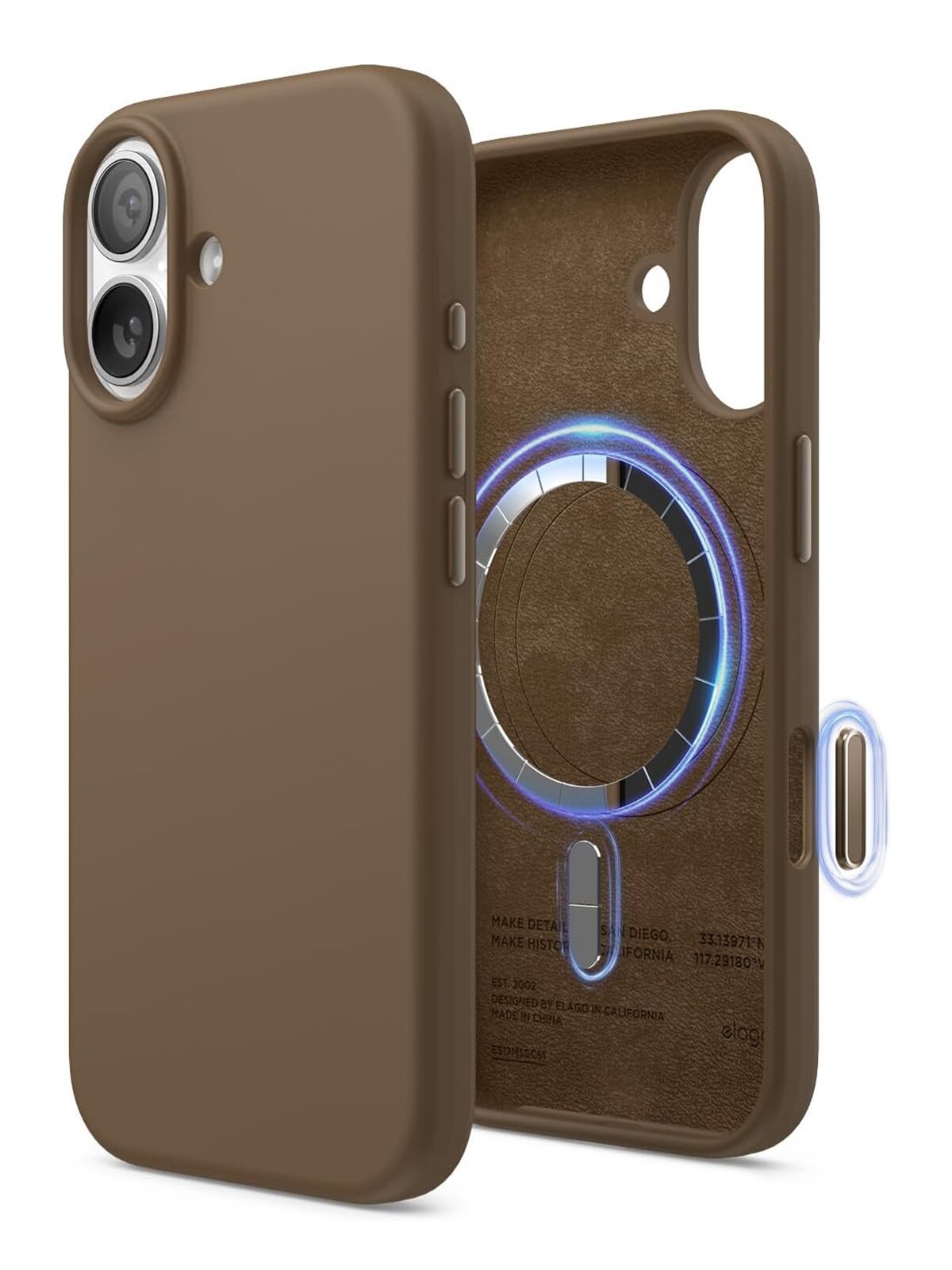 Elago силиконовый чехол для iPhone 17, Magnetic Silicone Brown (MagSafe)