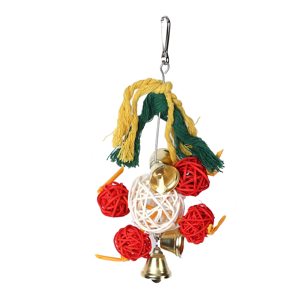 Игрушка для попугаев из натурального ротанга на Рождество, безопасная, с колокольчиком, новый товар для птиц