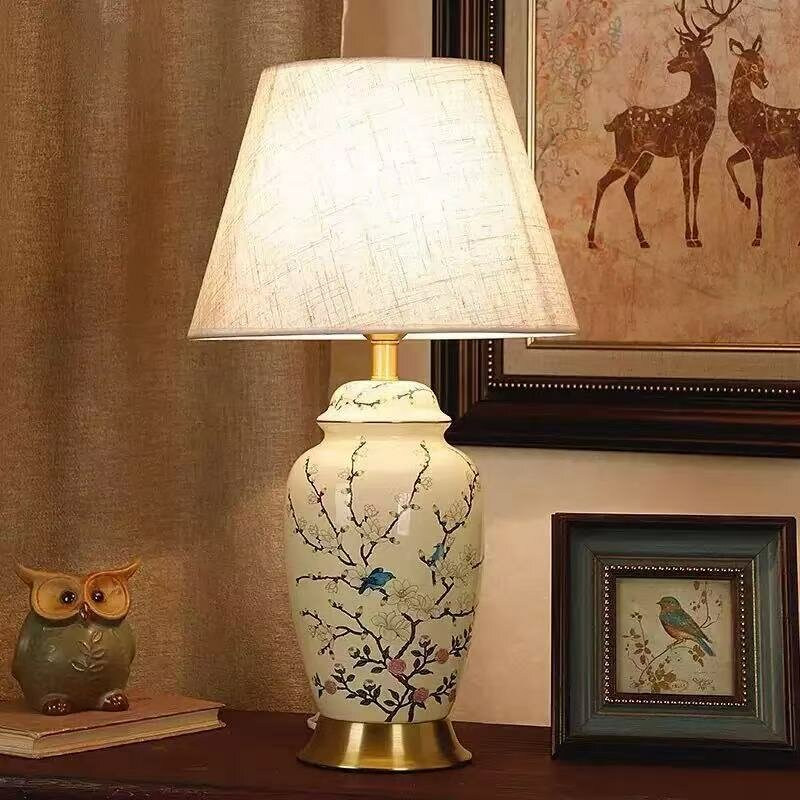 Керамическая настольная лампа, прикроватная лампа для гостиной, кабинета, спальни,
