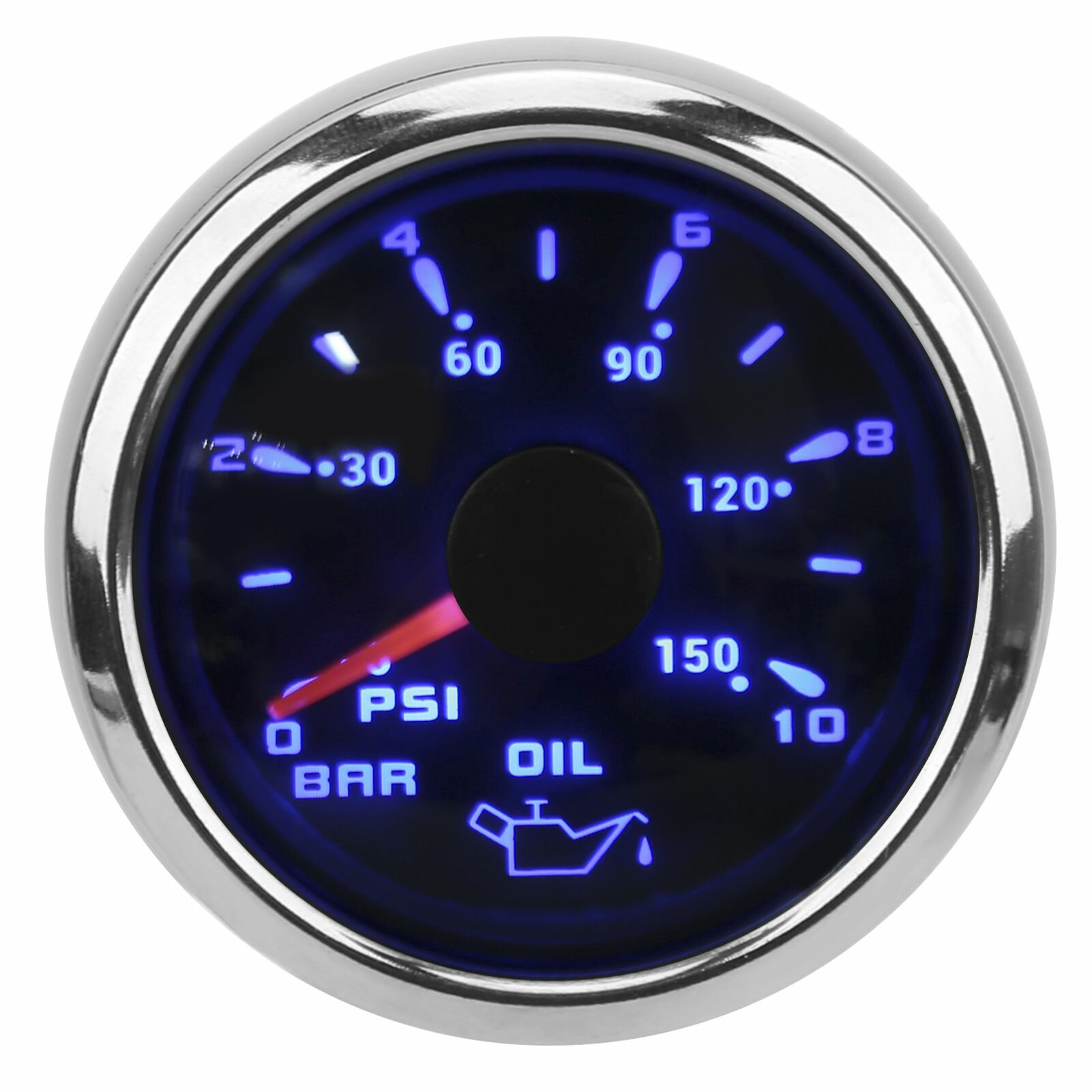 Манометр давления масла 52мм/2.0дюйма с цветной подсветкой, влагозащищённый и универсальный для автомобилей и лодок