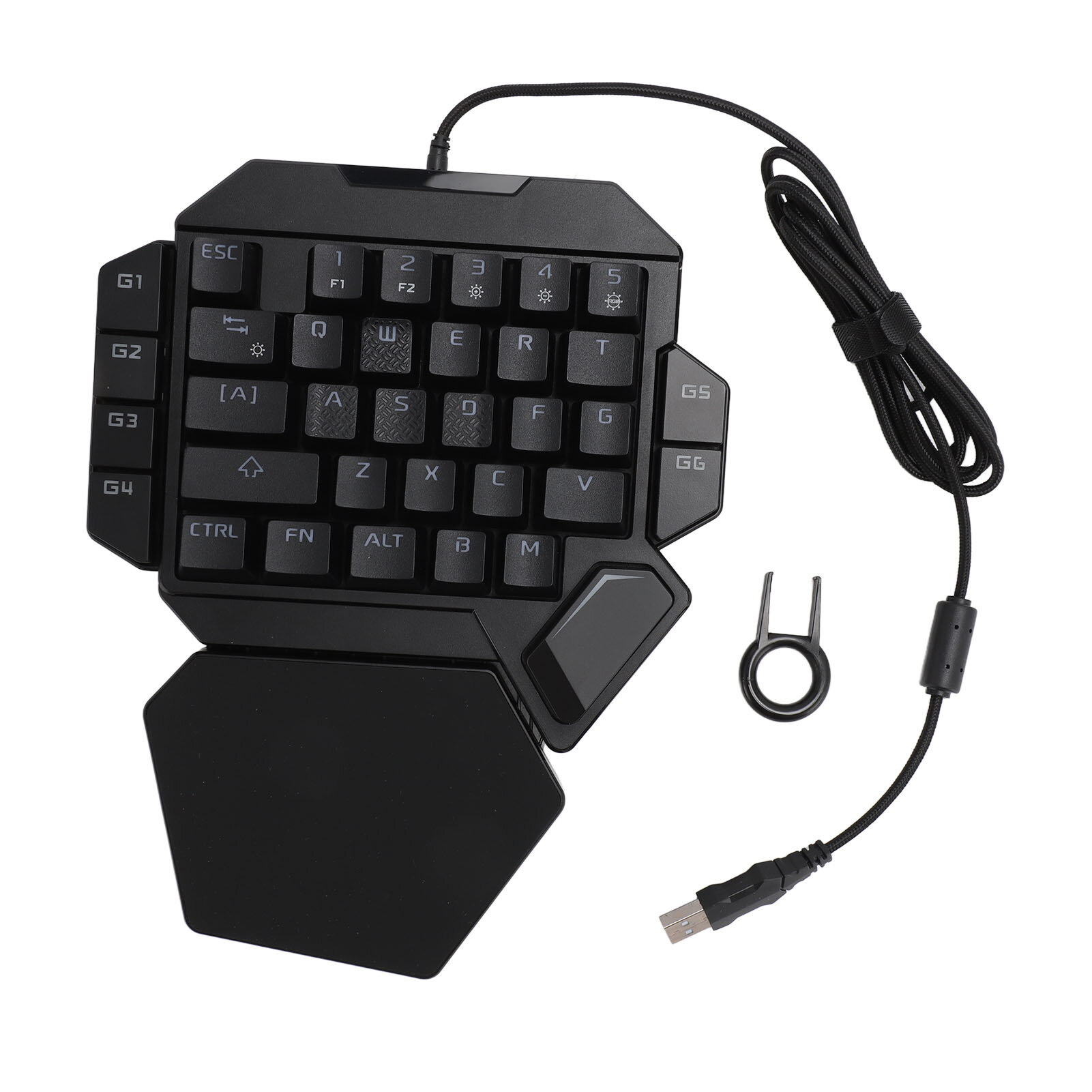 One Handed RGB Mechanical Gaming Keyboard 35 Keys Backlight Blue Switch Mini Keypad with Wrist Rest for PC Gamer