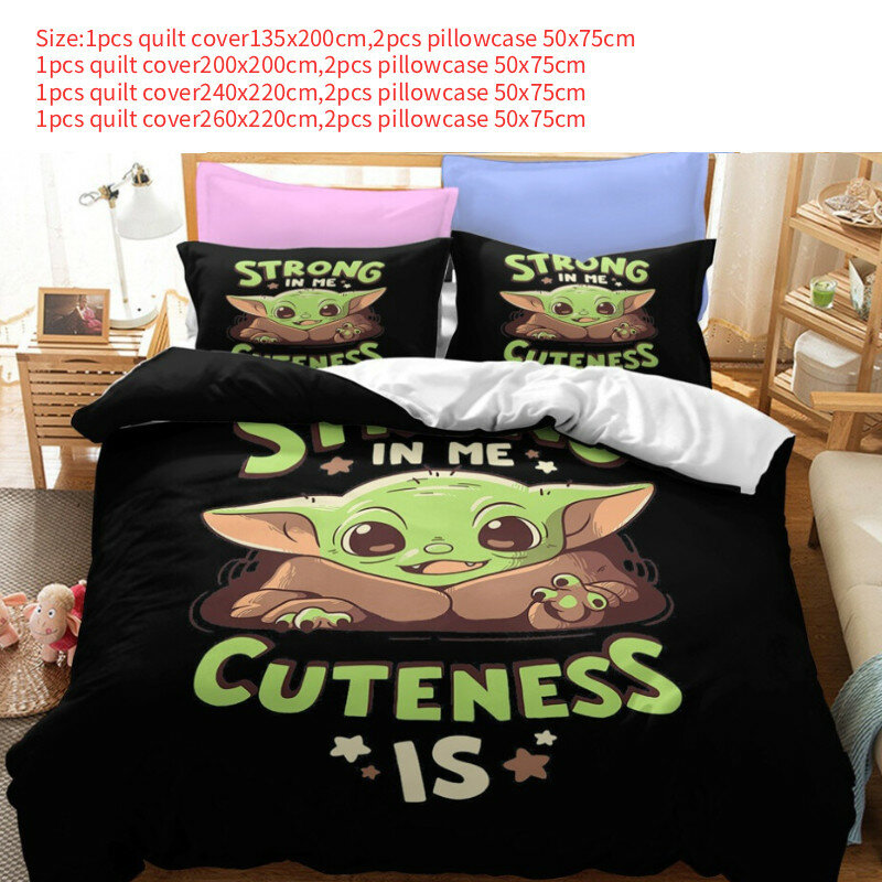 Пододеяльник и наволочки ядерный мультяшный узор для кровати комплект для двухспальной кровати зеленый 240x220см