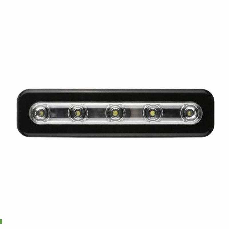 Беспроводная лампа с датчиком движения для лестниц, под шкафом, в витрине, на шкафу, наклеиваемая, работает от батареек, 5 светодиодов ночника (черная)