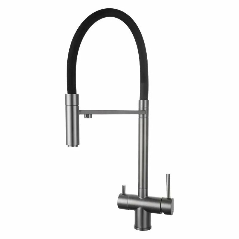 Смеситель для кухни под фильтр вороненая сталь
