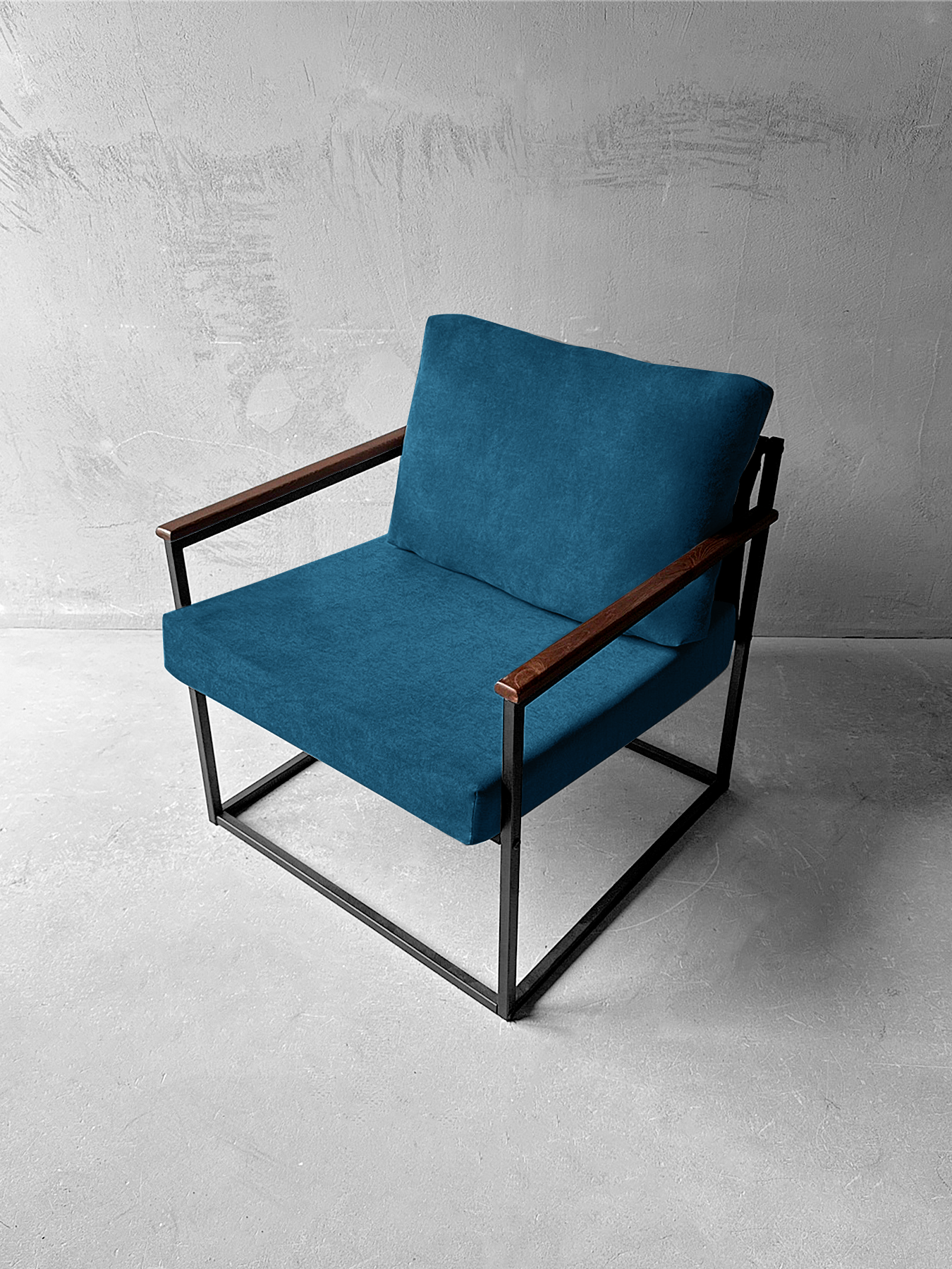 Кресло для отдыха Регуляр велюр синий