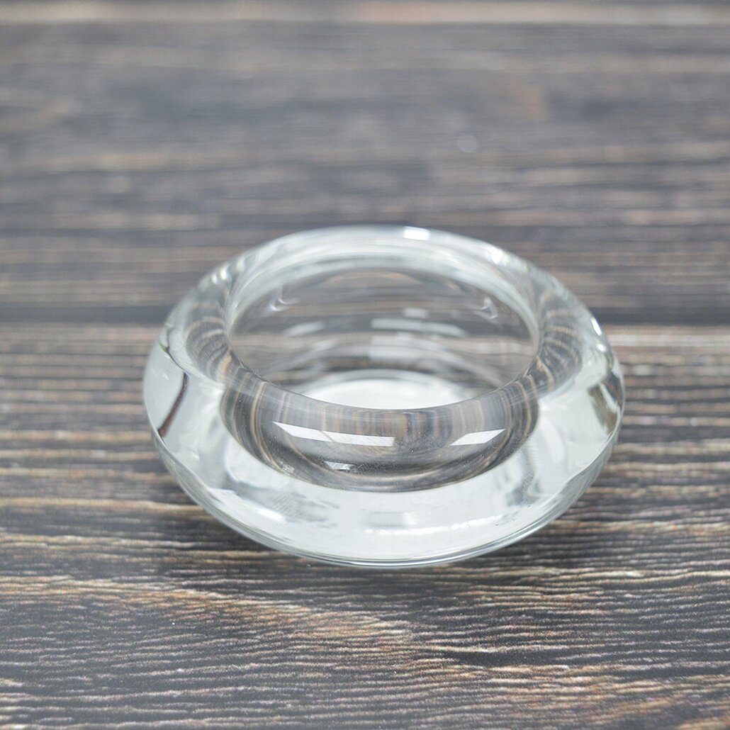 Подсвечник круглый для чайной свечи, стекло, прозрачный, диаметр 6,5см, классический дизайн