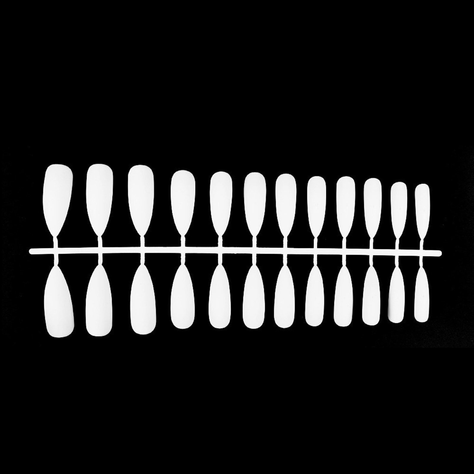 24Pcs Pointed Nail Tips False Nails для Nail Extension Manicure Salon DIY Use, 12 разных размеров, 2 ряда, Plastic, Bright, Frosted, Black, White, Burgundy