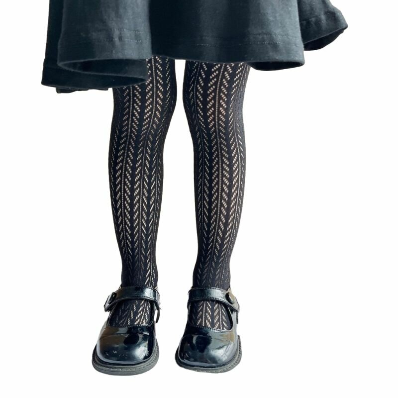 Детские дышащие чулки из полой сетки с нижним носком-V-образные черные-L