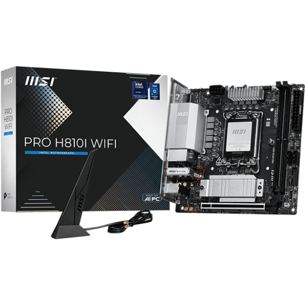 MSI PRO H810I WIFI H810, LGA1851, 2*DDR5, 1*PCIEx16, 1*M.2, 2*TypeC, 4*USB3.2Gen1, 6*USB2.0, 2*SATA3.0, 2.5G, DP, HDMI,
