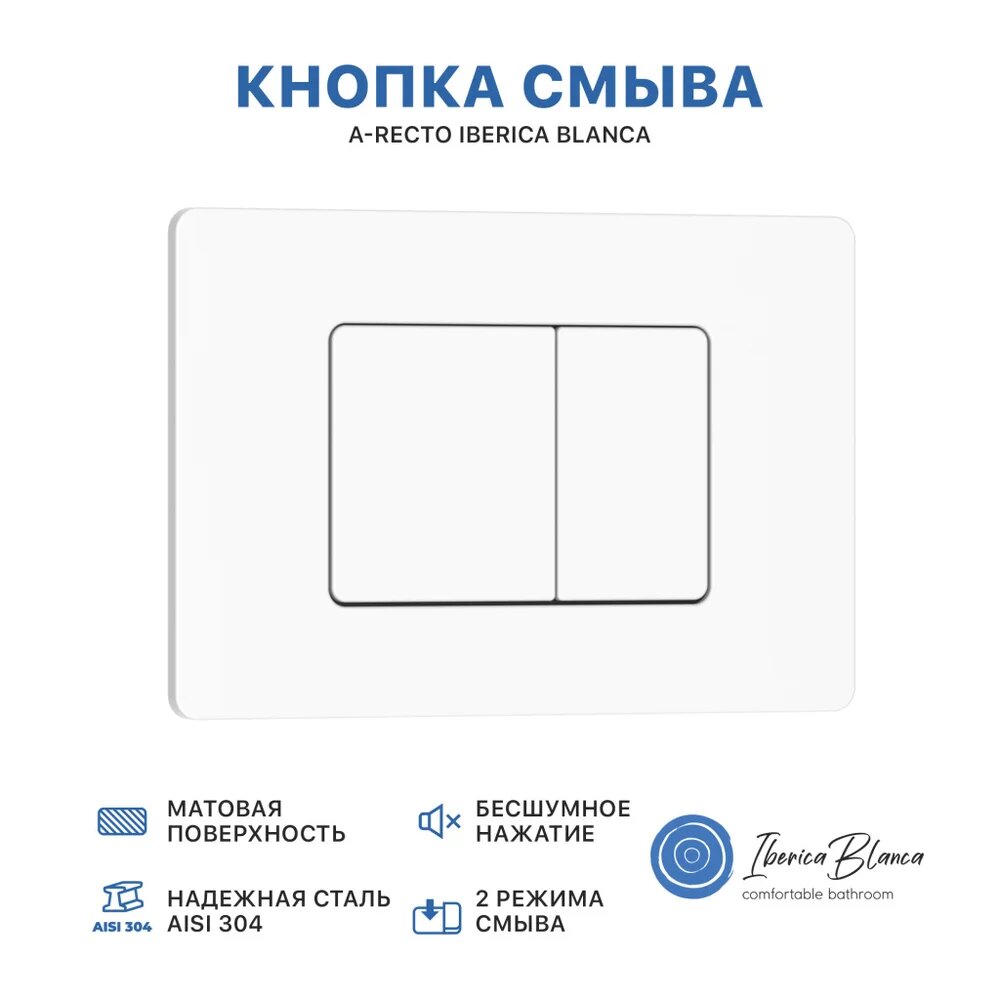 Кнопка смыва для унитаза Iberica Blanca A-Recto IBARE4 белая